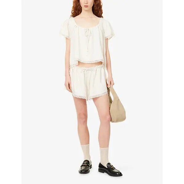 LENY Nunu Lace-trimmed Woven Shorts