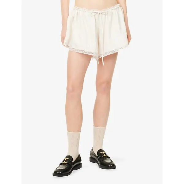 LENY Nunu Lace-trimmed Woven Shorts