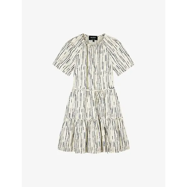 Whistles Abstract Stripe Short Sleeve Mini Dress