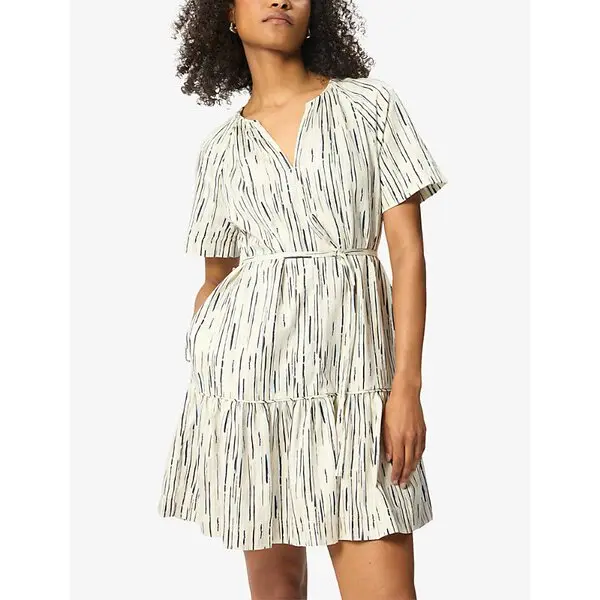 Whistles Abstract Stripe Short Sleeve Mini Dress