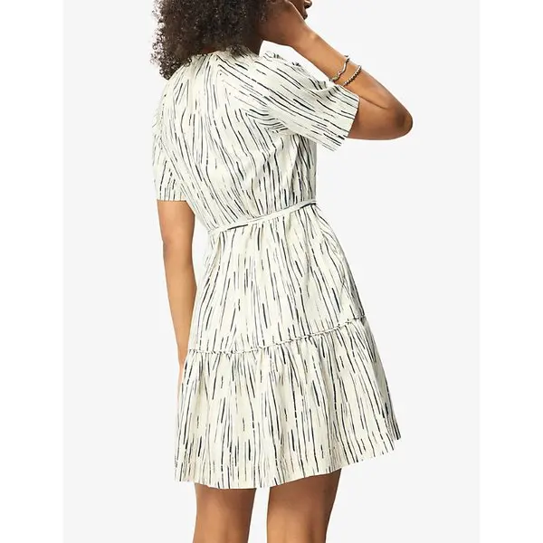 Whistles Abstract Stripe Short Sleeve Mini Dress