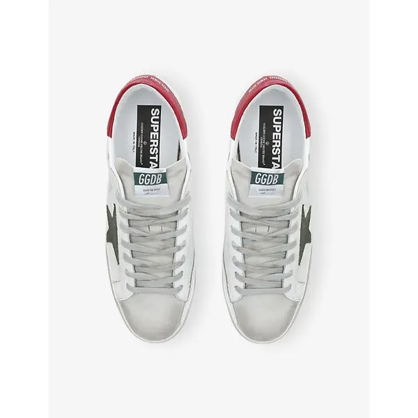 GOLDEN GOOSE Superstar Leather Sneakers With Star Patch - White/red