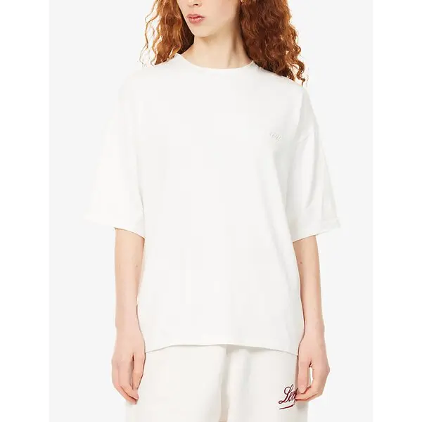 LENY Embroidered Cotton-blend T-shirt - Ivory