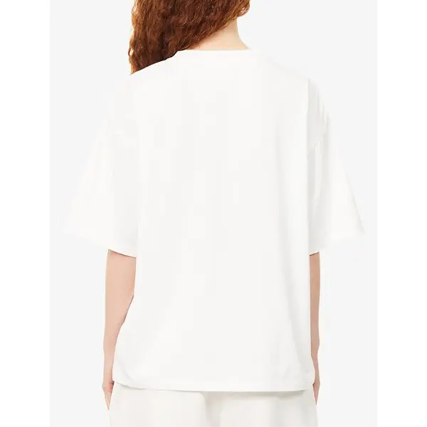 LENY Embroidered Cotton-blend T-shirt - Ivory