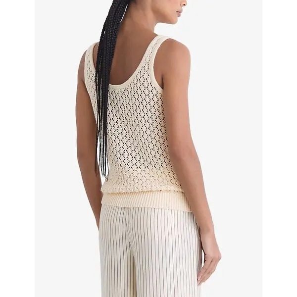REISS Colette Knitted Linen Vest - Ivory