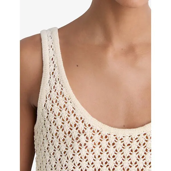 REISS Colette Knitted Linen Vest - Ivory