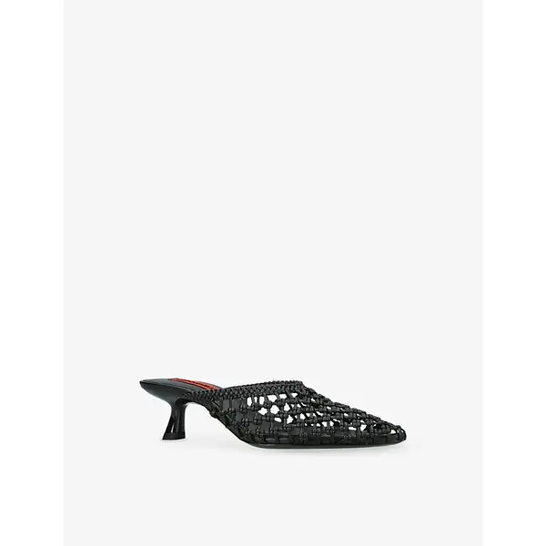 SIMONMILLER Knotted Gala Woven Heeled Mules - Black