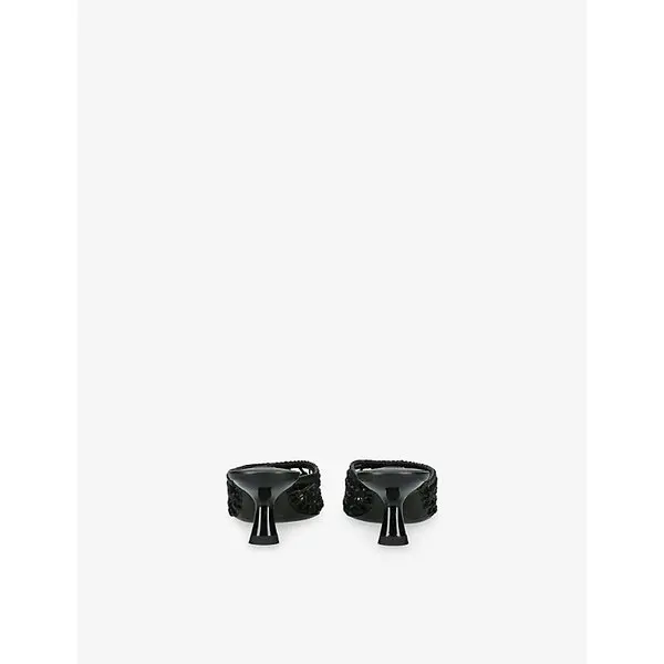 SIMONMILLER Knotted Gala Woven Heeled Mules - Black
