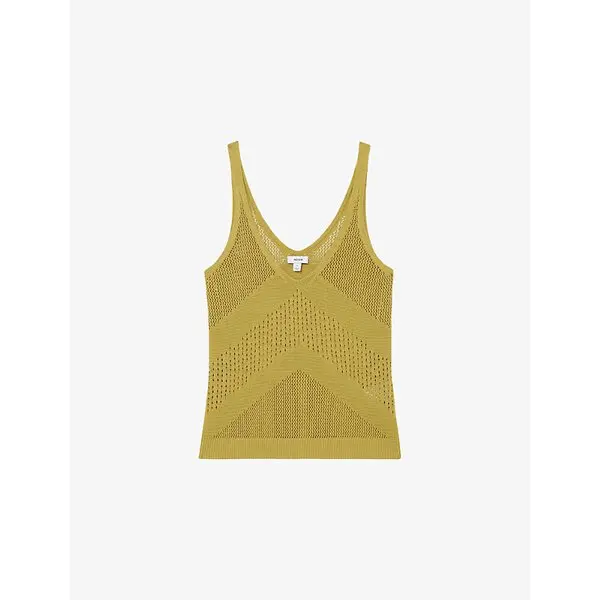 REISS Hester Knit Vest Top - Green