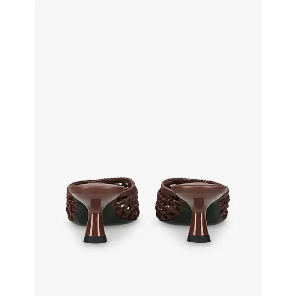 SIMONMILLER Knotted Gala Woven Heeled Mules - Dark Brown