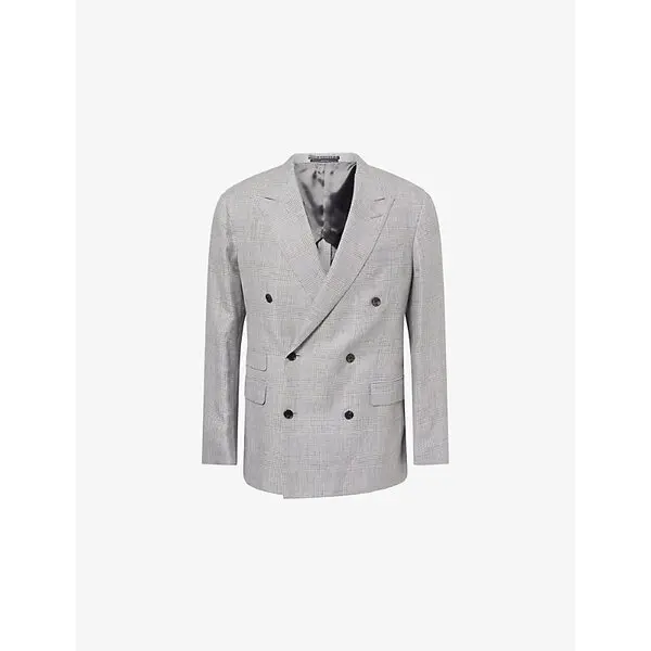 Dunhill Check Cavendish Double-breasted Linen-blend Jacket