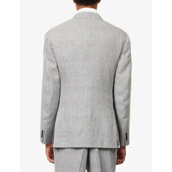 Dunhill Check Cavendish Double-breasted Linen-blend Jacket