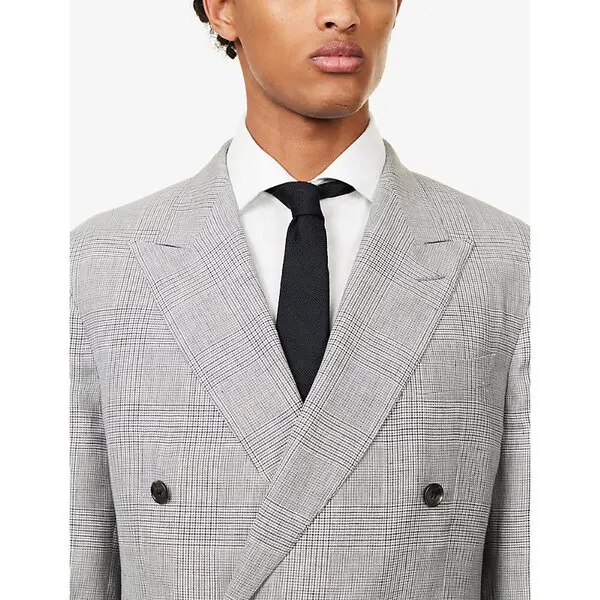 Dunhill Check Cavendish Double-breasted Linen-blend Jacket