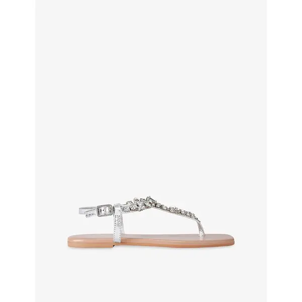 Carvela Alta Embellished Metallic Leather Sandals