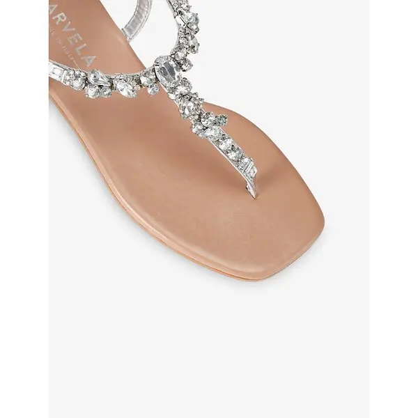 Carvela Alta Embellished Metallic Leather Sandals