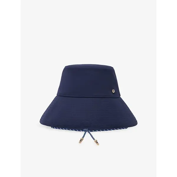 Maje Embellished Wide-brim Cotton Hat - Navy