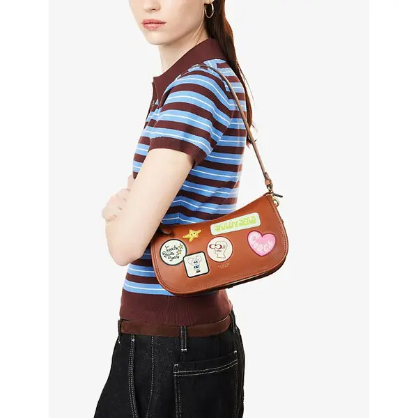 COACH X Brain Dead Leather Shoulder Bag With Graphic Patches