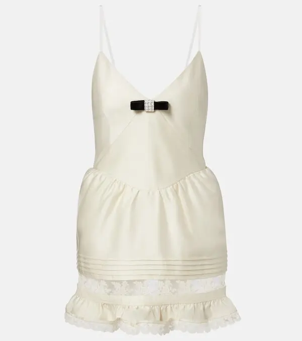 SHUSHU/TONG Lace-trimmed Wool And Silk Minidress