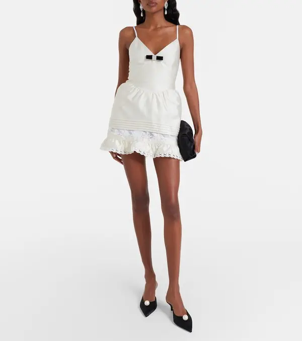 SHUSHU/TONG Lace-trimmed Wool And Silk Minidress