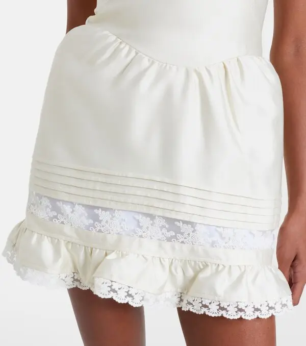 SHUSHU/TONG Lace-trimmed Wool And Silk Minidress