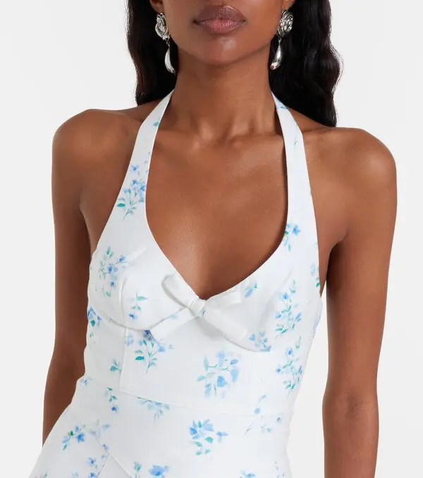 SHUSHU/TONG Floral Halterneck Cotton Minidress