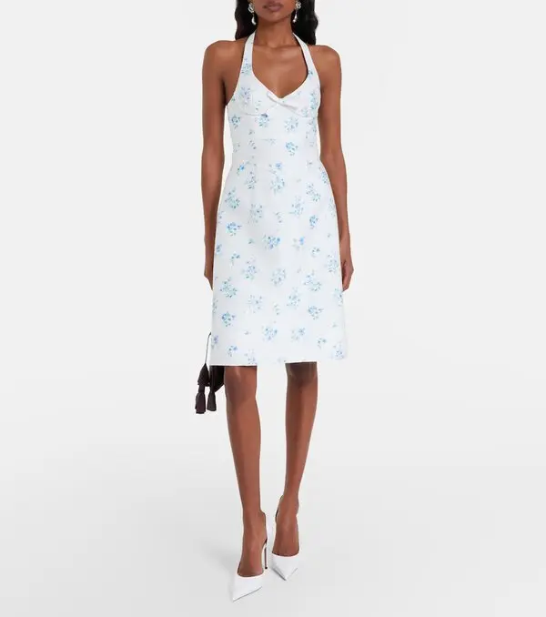 SHUSHU/TONG Floral Halterneck Cotton Minidress
