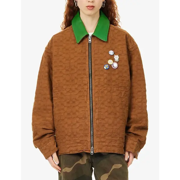 COACH X Brain Dead Monogram Pattern Cotton Jacket With Badge Embellishments
