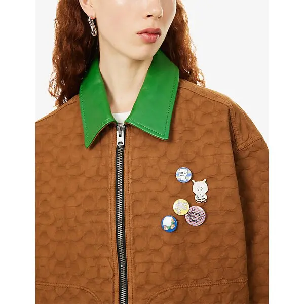 COACH X Brain Dead Monogram Pattern Cotton Jacket With Badge Embellishments