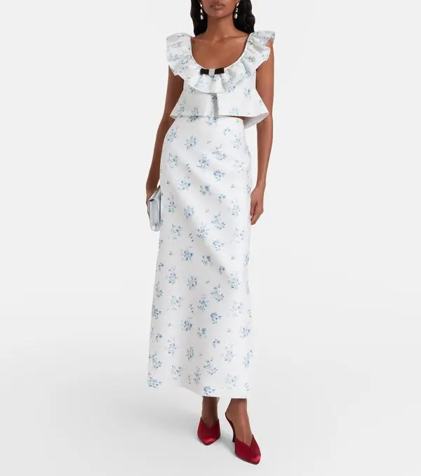 SHUSHU/TONG Floral Cotton And Silk Slip Skirt