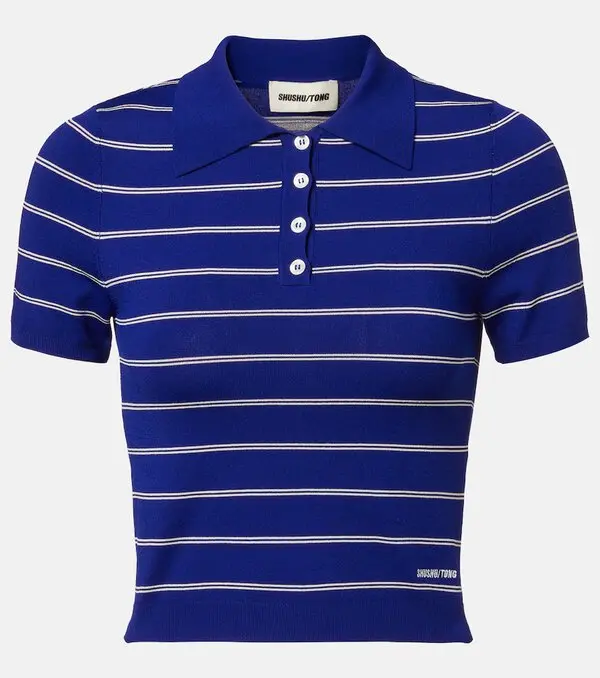 SHUSHU/TONG Striped Polo Shirt - Blue
