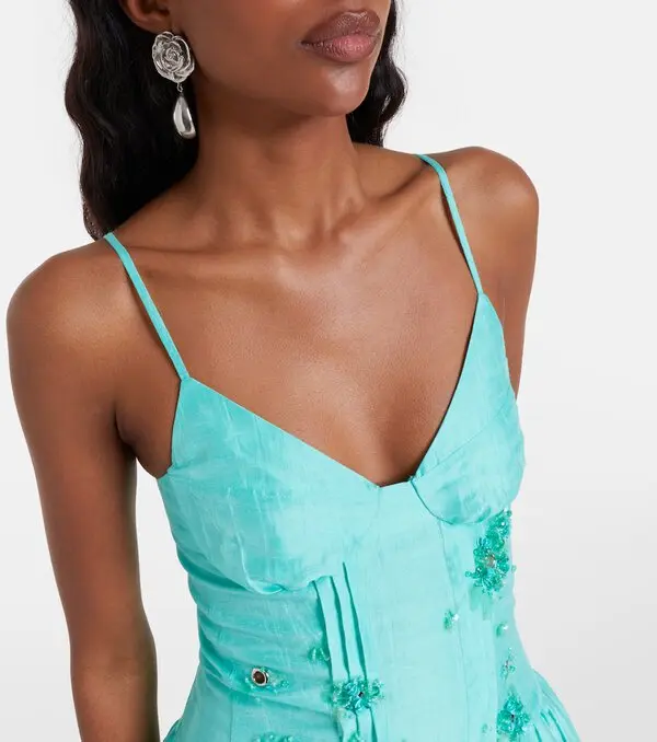 SHUSHU/TONG Embellished Linen-blend Minidress