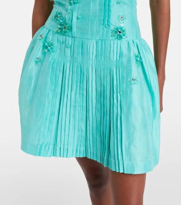 SHUSHU/TONG Embellished Linen-blend Minidress