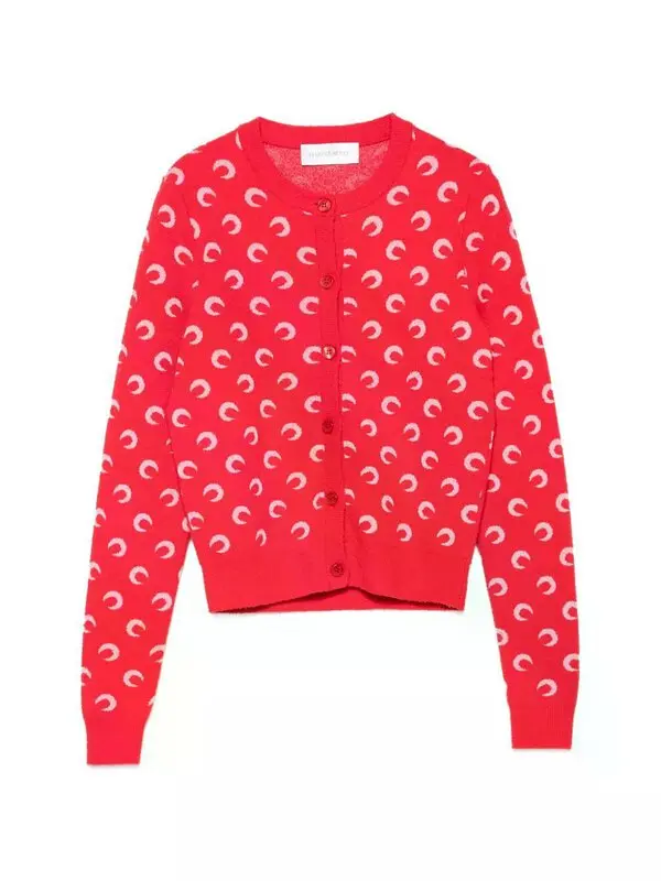 MARINE SERRE Moon Bouclé Cardigan - Red