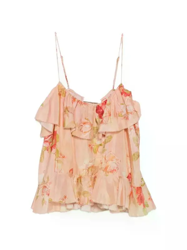 Zimmermann Ruffled Floral-print Top