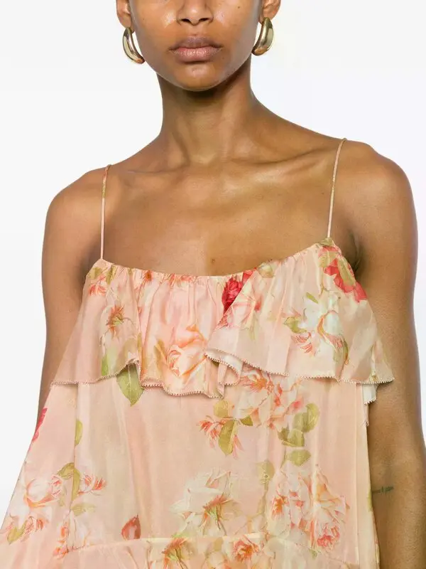 Zimmermann Ruffled Floral-print Top