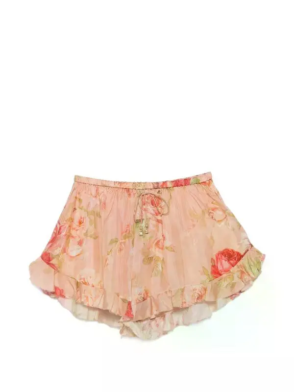 Zimmermann Floral Print Ruffled Shorts - Pink