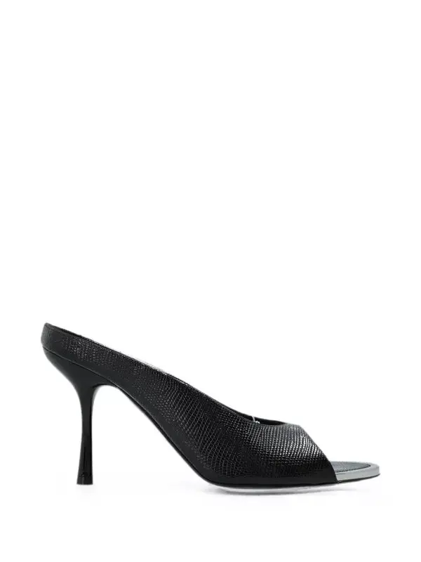 DIESEL® D-diams Lizard-effect Leather Mules - Black