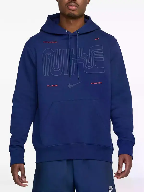 Nike Club Logo-print Hoodie - Blue