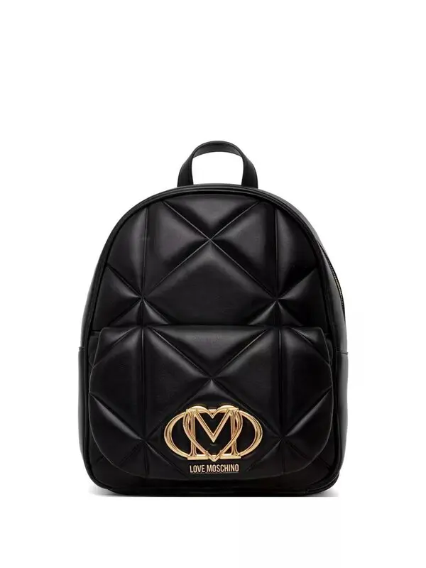 Moschino Quilted Logo Plaque Backpack - Black