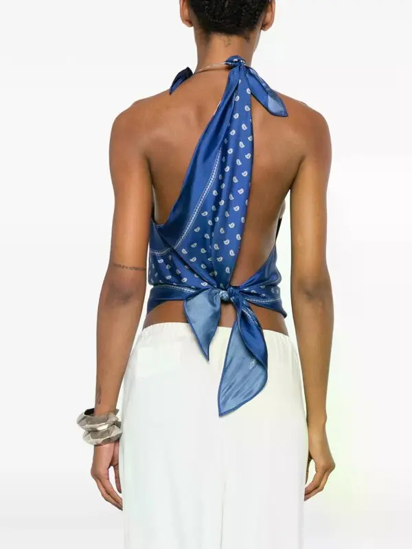 Christopher Esber One-shoulder Bandana Print Scarf-tie Top