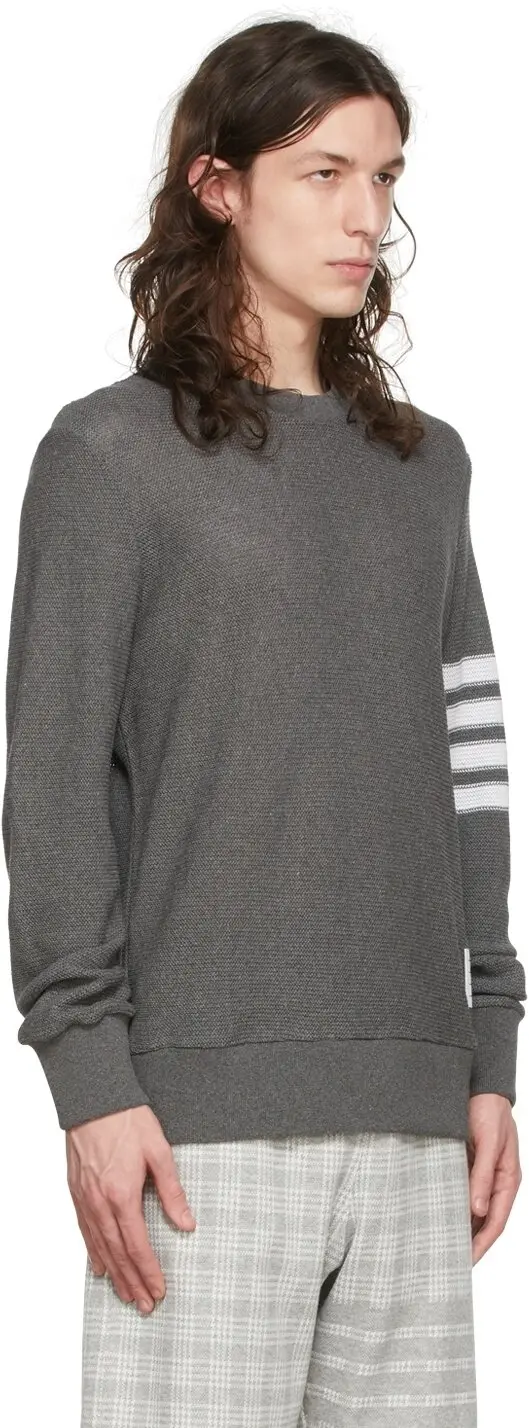 Thom Browne 4-bar Stripe Cotton Jumper - Medium Gray