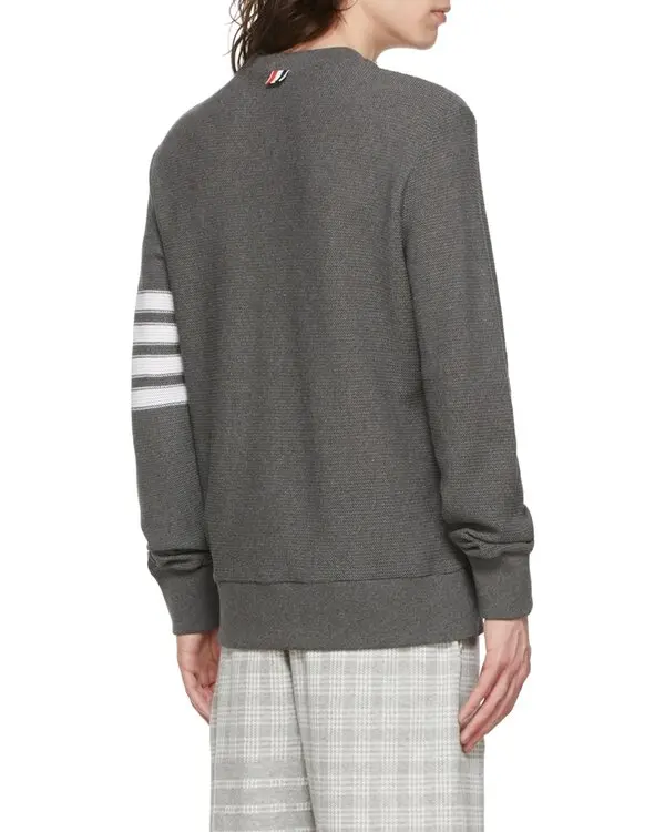 Thom Browne 4-bar Stripe Cotton Jumper - Medium Gray