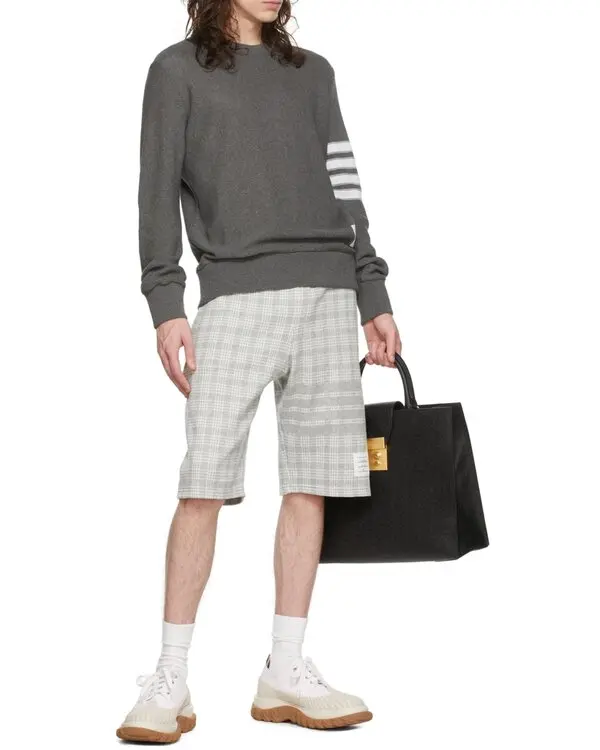 Thom Browne 4-bar Stripe Cotton Jumper - Medium Gray