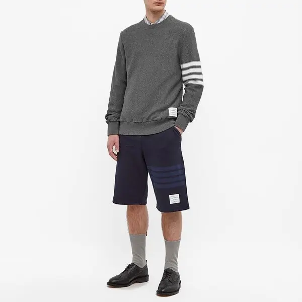 Thom Browne 4-bar Stripe Cotton Jumper - Medium Gray