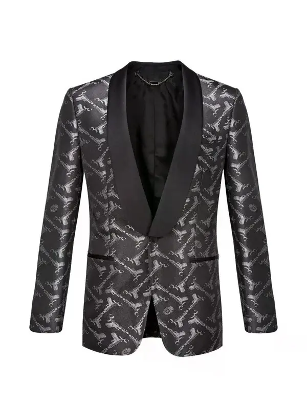 BILLIONAIRE Robin Jacquard-logo Blazer - Black