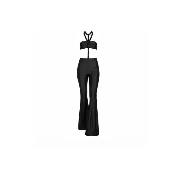 SUYTY Tokyo Jumpsuit With Embellished Halter Neck - Black