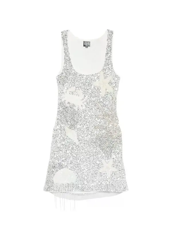 LESLIE AMON Mermaid Sequin Mini Dress - Silver