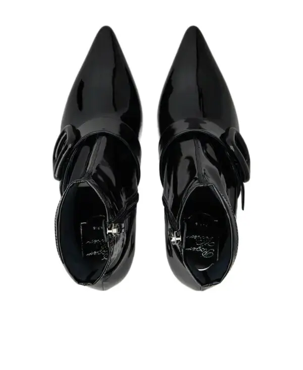 ROGER VIVIER Viv' Choc Stretch Lacquered Buckle Ankle Boots