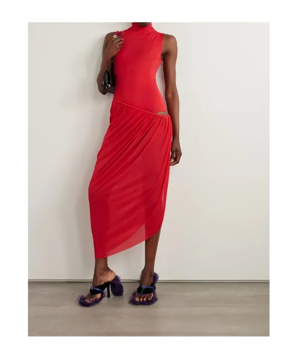 Christopher Esber Ruched High Neck Sleeveless Mini Dress