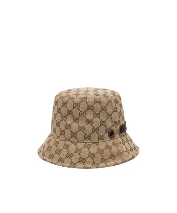 Gucci Gg Patterned Bucket Hat With Eyelet Detail - Beige And Dark Brown